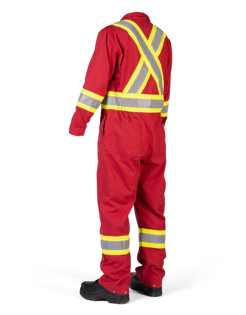 Hi Vis Inherent Red FR Reflective Coverall – Forcefield Canada - Hi Vis ...